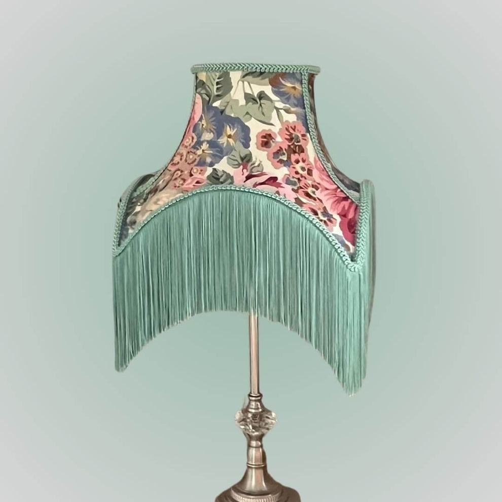 Vintage Style Floral Fringed Lampshade - Sanderson Rose and Peony ...